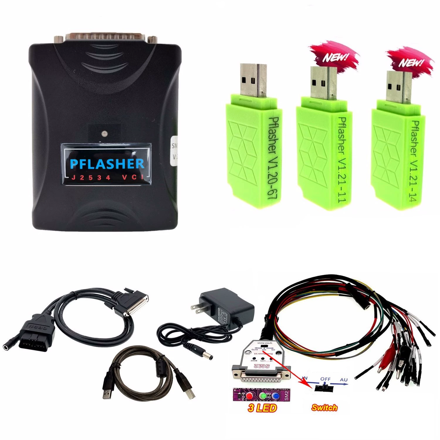 Pflasher SM2 PRO J2534 VCI PCMflash Programmer KTM 67in1 V1.20 1.21 3 ...
