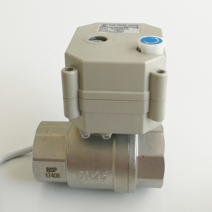DN25 electric actuated ball valve all metal gears, DC12V/DC24V Electric ...