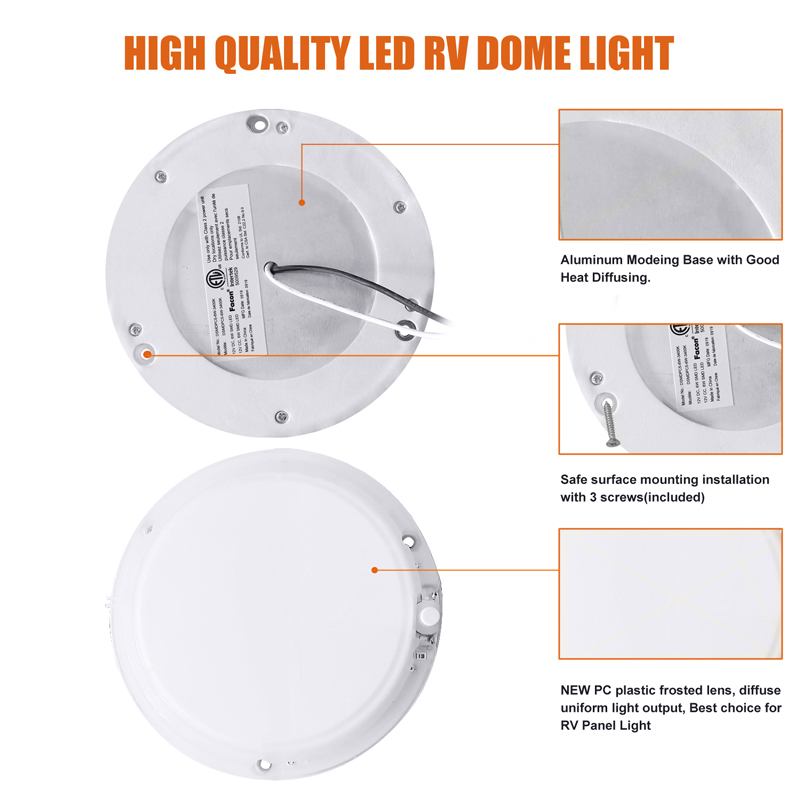 Facon 5Inch LED RV Panel Light Surface Mount 12V DC Interior Light with ...