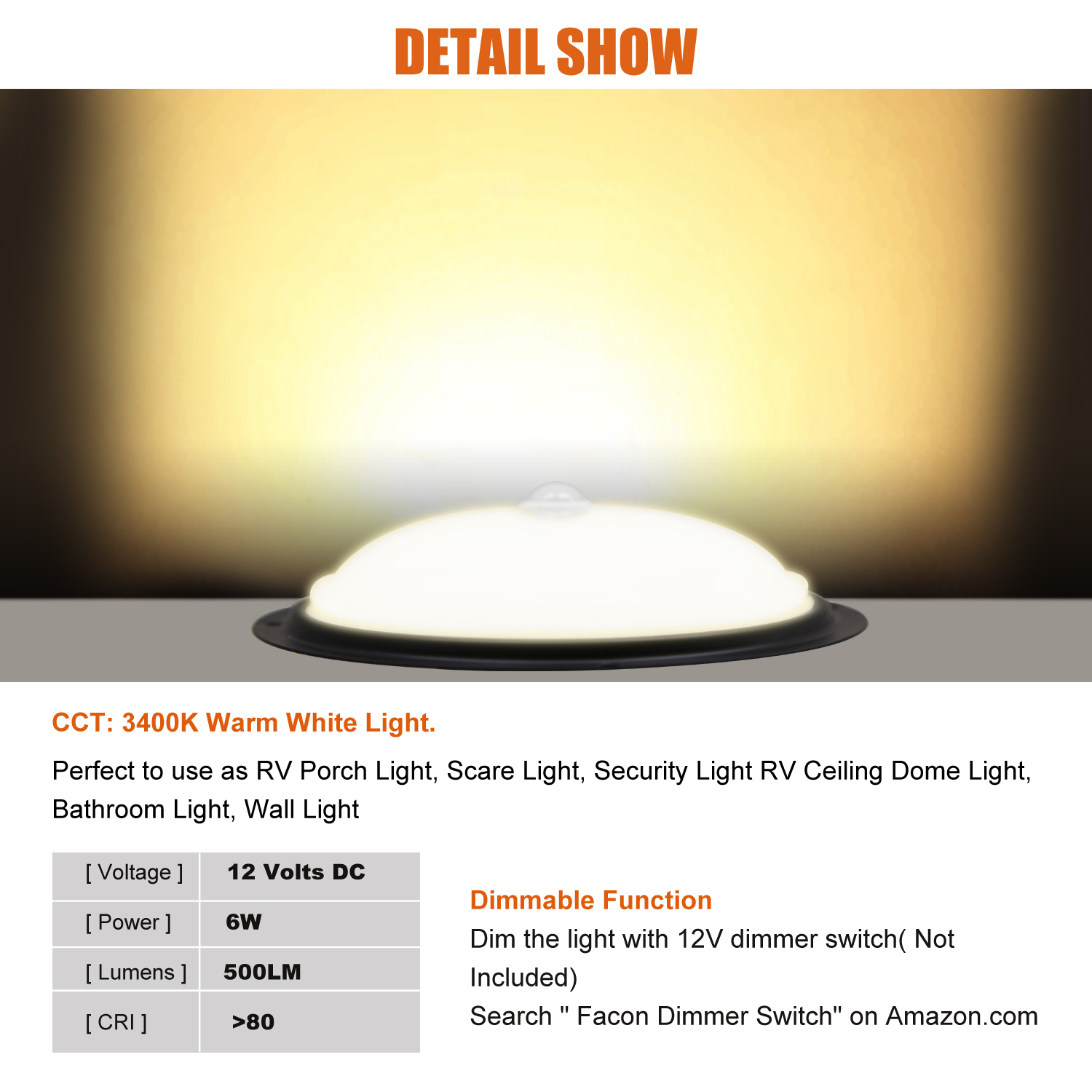 Facon RV LED lights, RV Interior Lights, RV Exterior Lights, RV Heater Pads