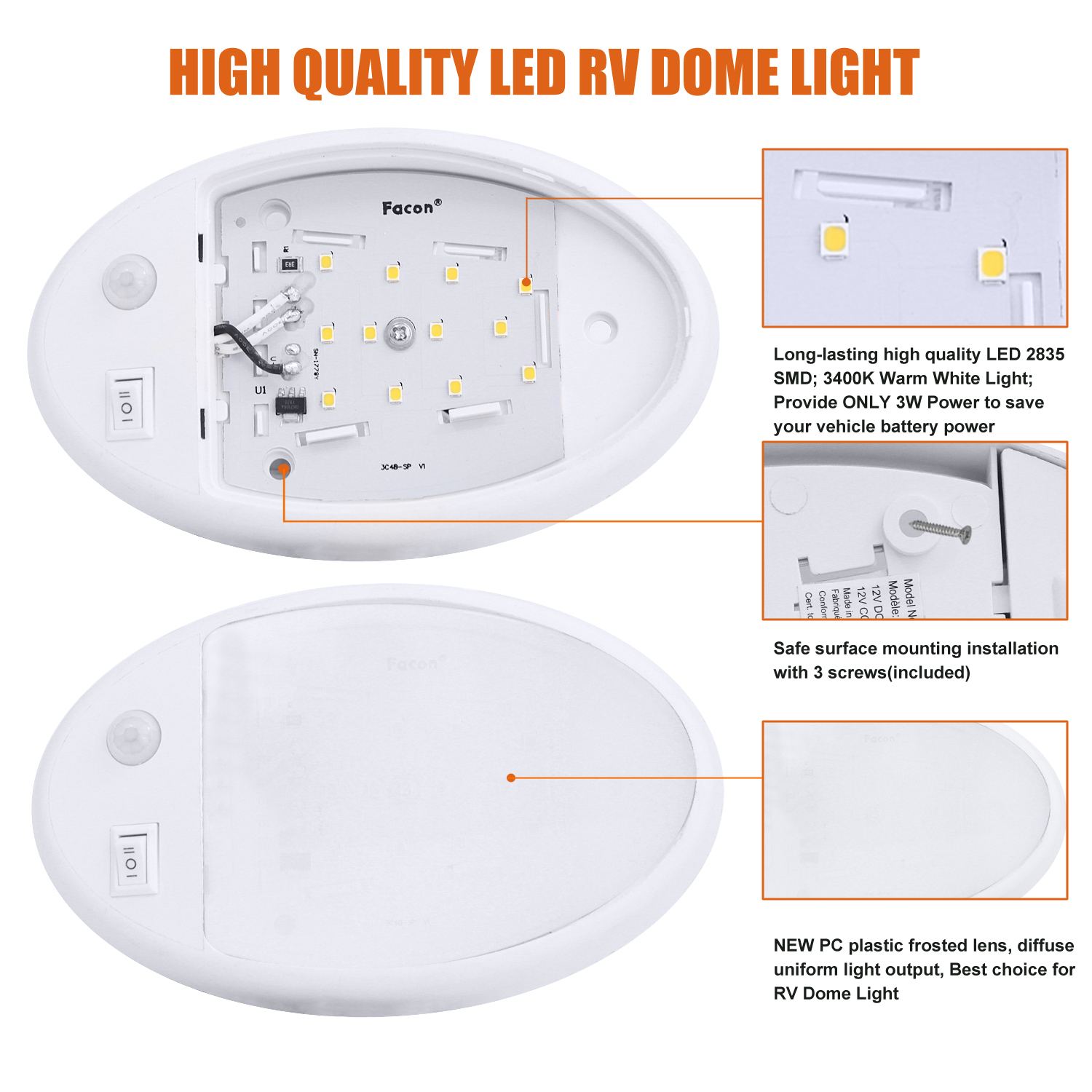 Facon RV LED lights, RV Interior Lights, RV Exterior Lights, RV Heater Pads