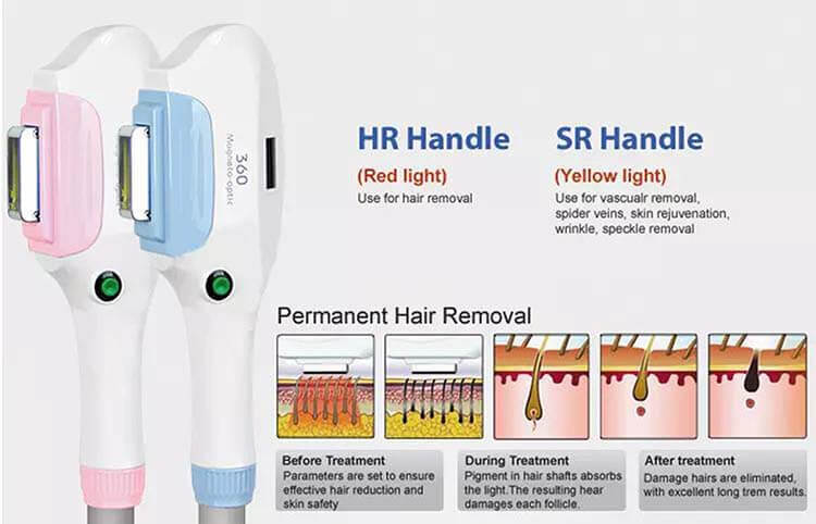 Professional Manufacturer Double Handle for IPL Hair Removal and Skin ...