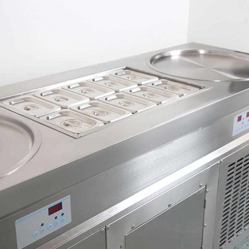 Double round pans+10 precooling tanks roll ice cream fried ice cream ...