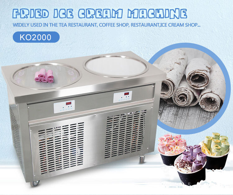 ETL double round 55cm pan fry fried roll ice cream roll machine with ...
