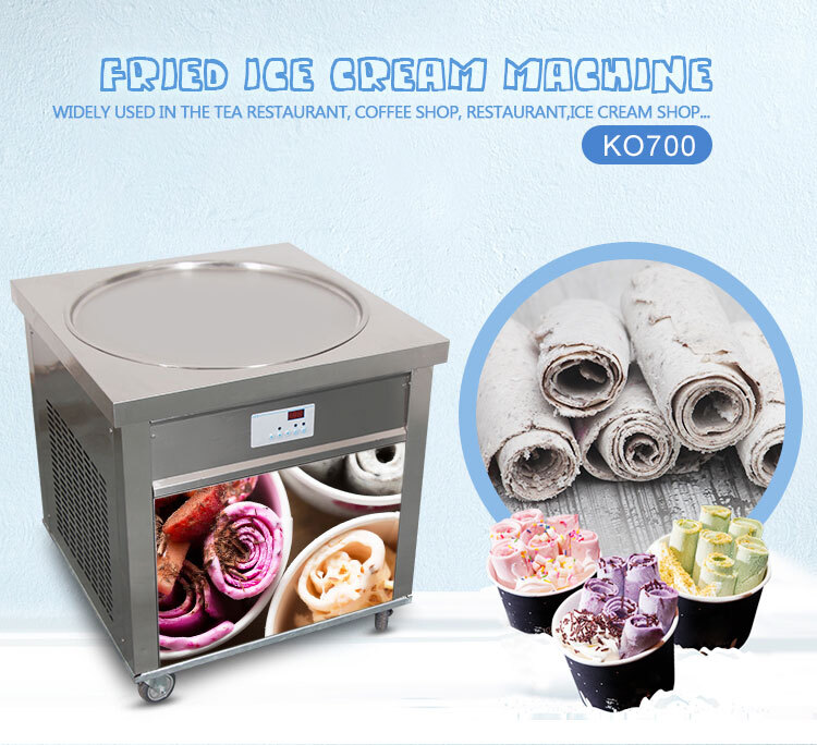 70cm single round big pan fry ice cream roll machine roll ice cream machine