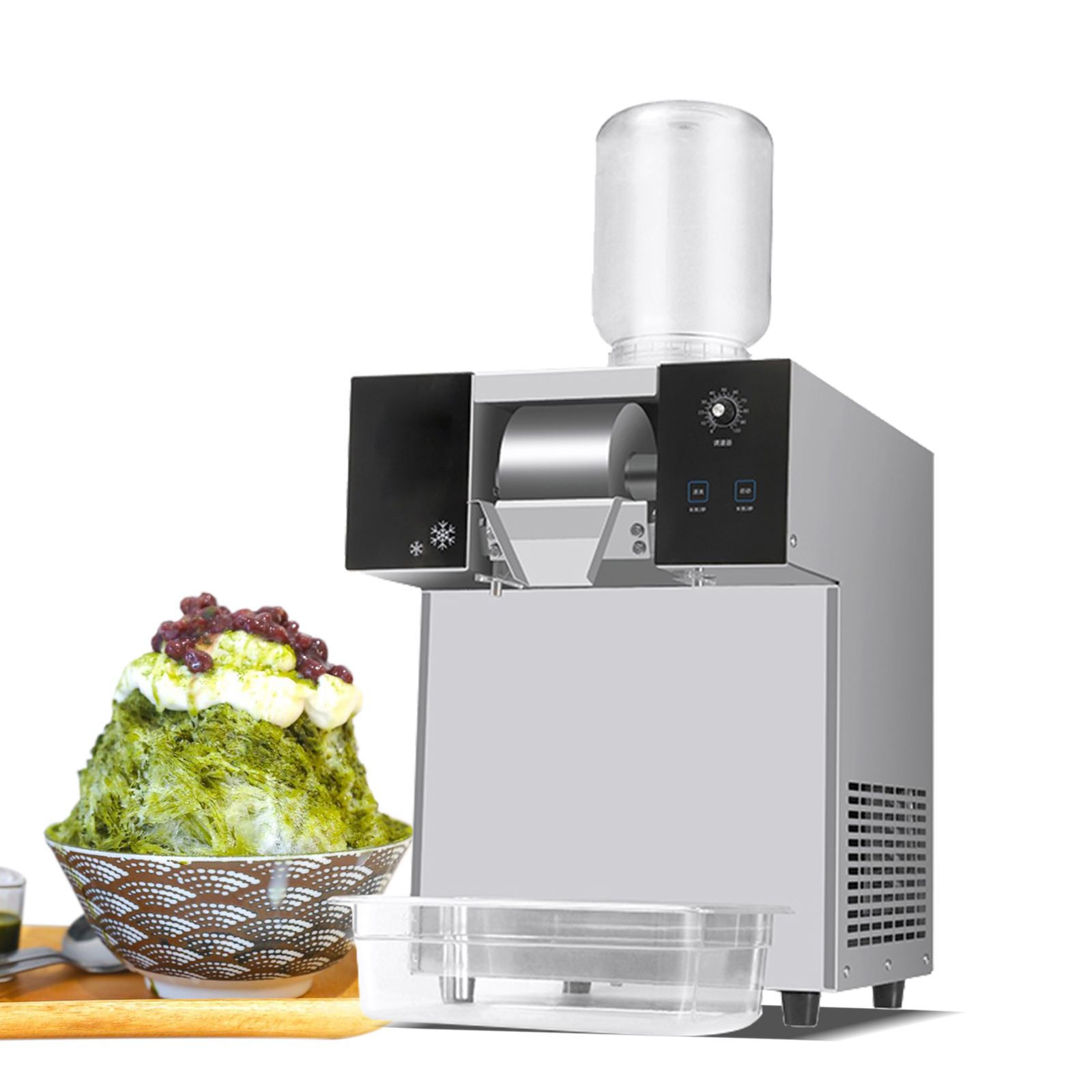 Kolice Automatically Electric Ice Shaving Machine Snow Flake Maker Ice Crusher Shaver Snow Cone ...