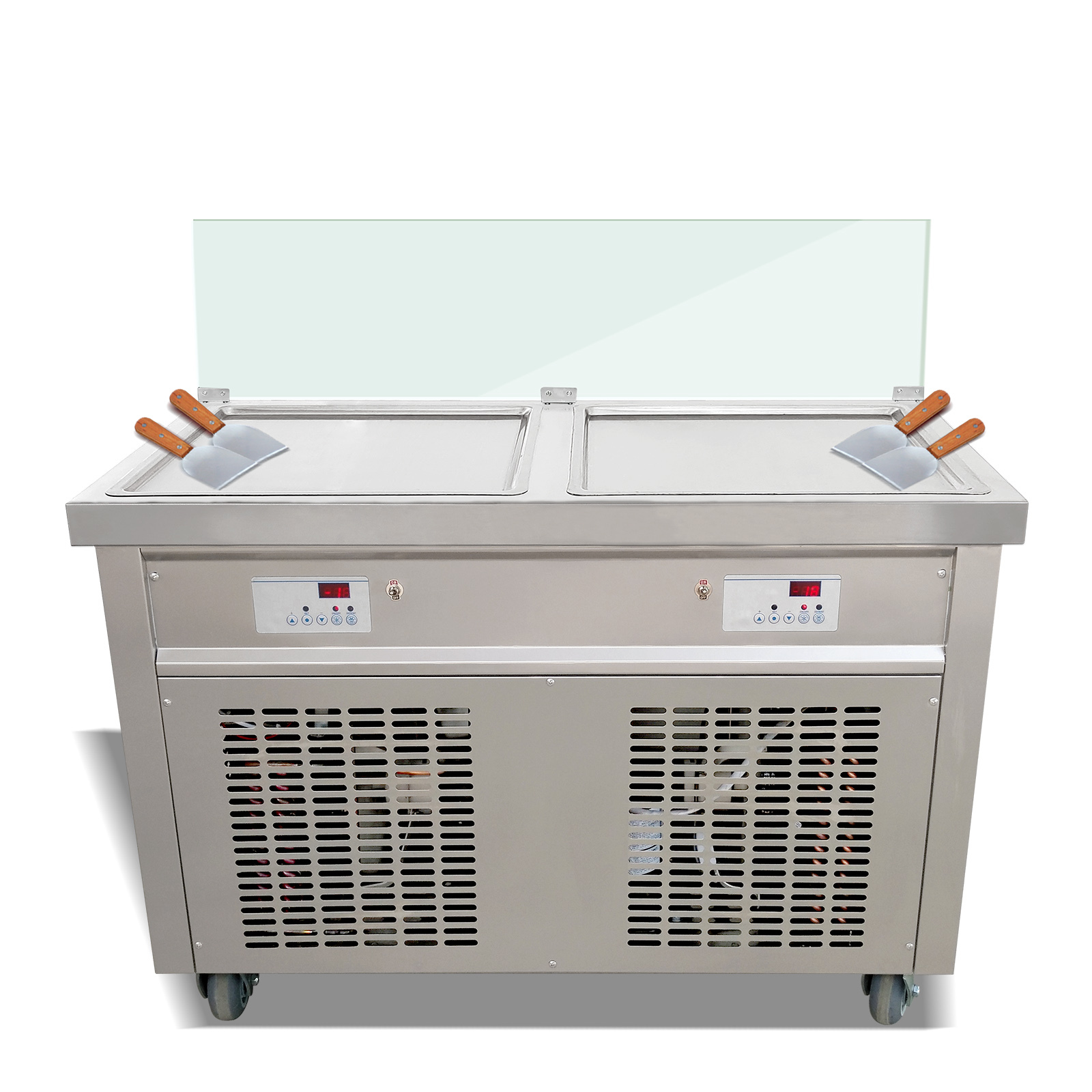 ETL double square 52x52cm pan fry fried roll ice cream roll machine ...