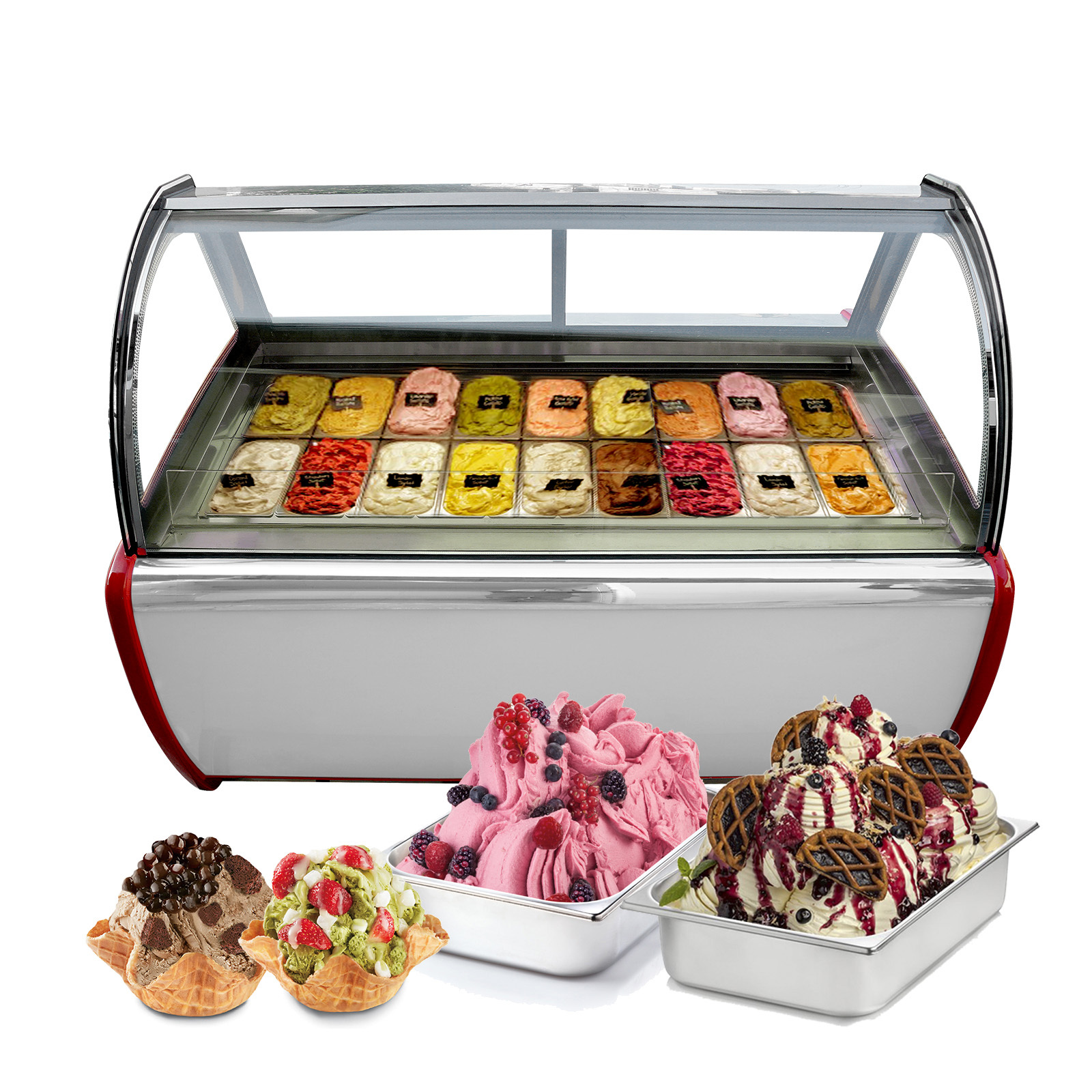 Commercial 12 Pans Ice Cream Showcase Display Freezer Ice Cream Display ...