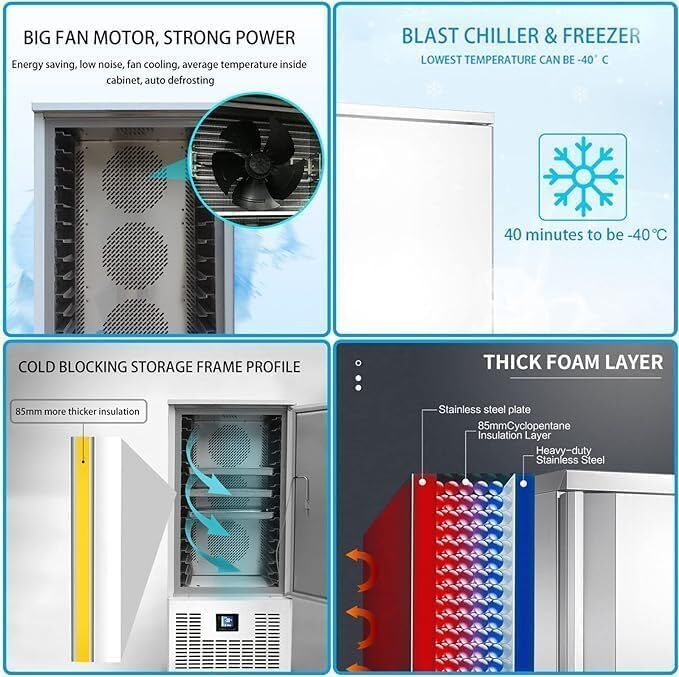 Commercial Heavy Duty 5 Trays Blast Chiller with Trolley Cart, Chest ...