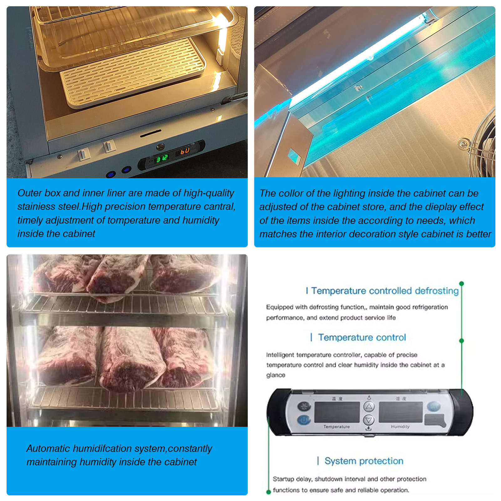 Kolice Commercial Aging Beef Showcase Freezer, Commercial Steak Ager ...