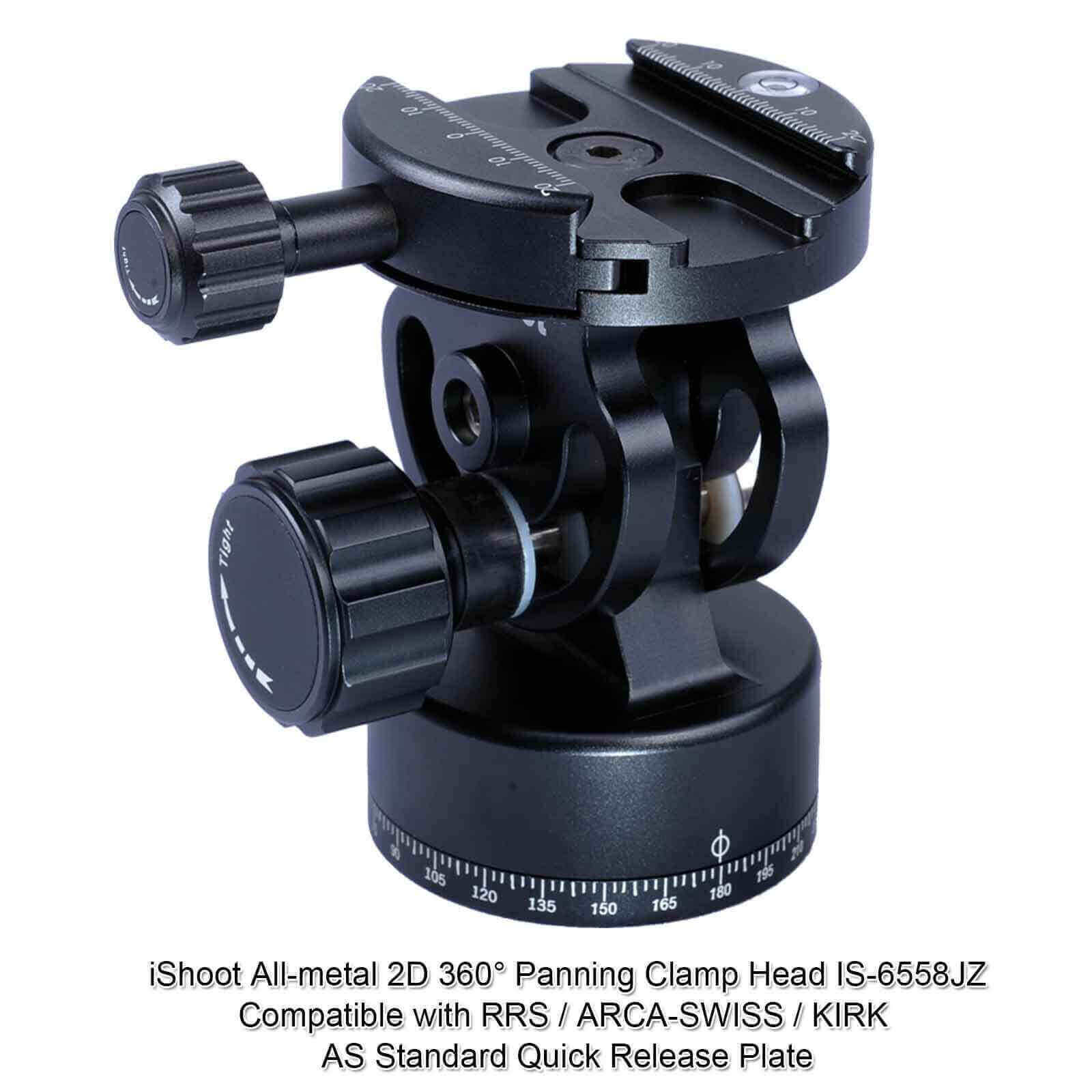 Long-Focus Lens Support + 2D 360° Tripod Head with Panning Clamp