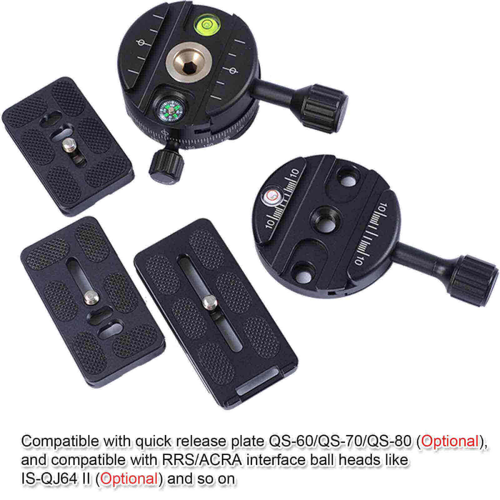 Metal Clamp and Quick Release Plate for RRS Camera Tripod Ballhead