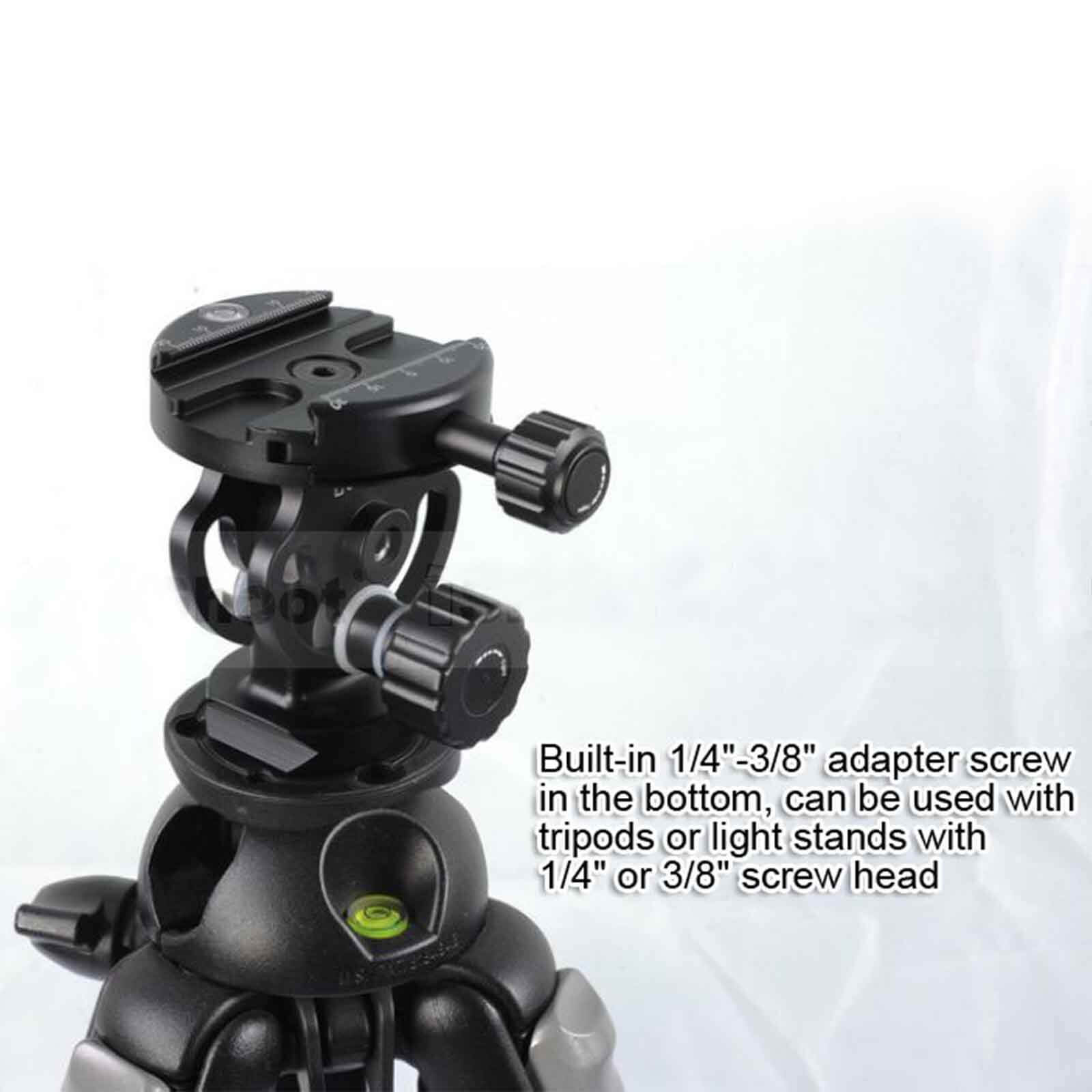 2D Ball Head+Clamp for Camera Tripod Monopod & Quick Release Plate