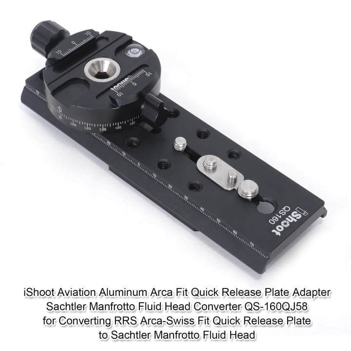 Adapter Connect Arca-Swiss Quick Release Plate to Manfrotto Fluid Head
