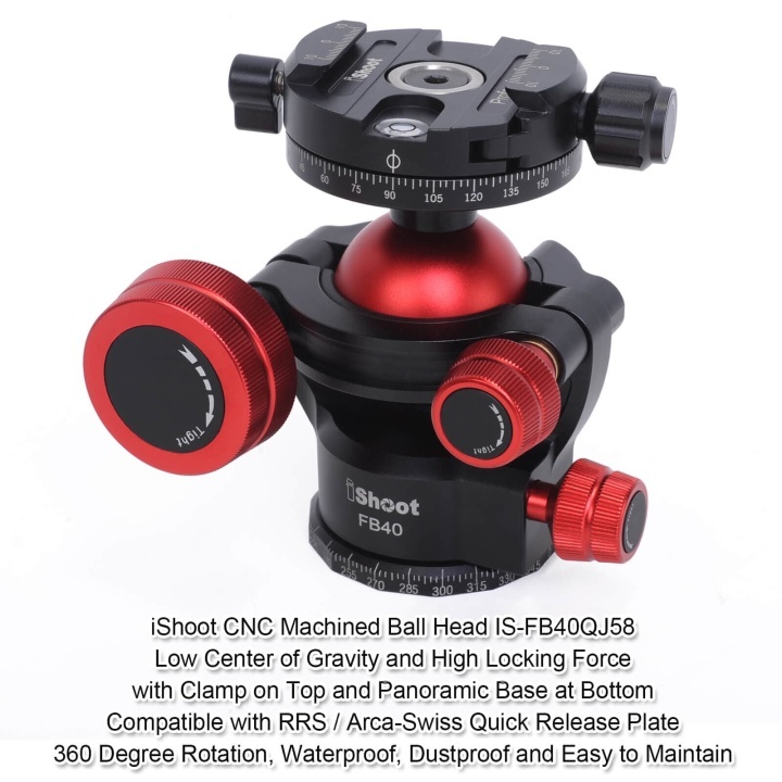 iShoot 360° Tripod Ball Head with Panoramic Clamp Head