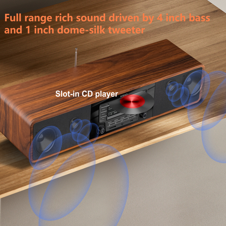 KEiiD CD Player with Speakers Bluetooth for Home Stereo System Boombox ...