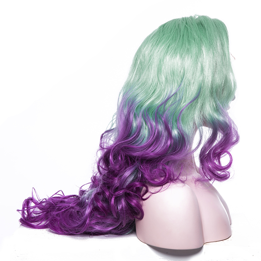 KnowU Curly green and purple Synthetic Lace Front Wig For Crossdresser ...