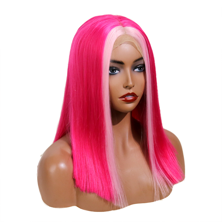KnowU Long Straight pink Synthetic Lace Front Wig For Crossdresser Drag ...
