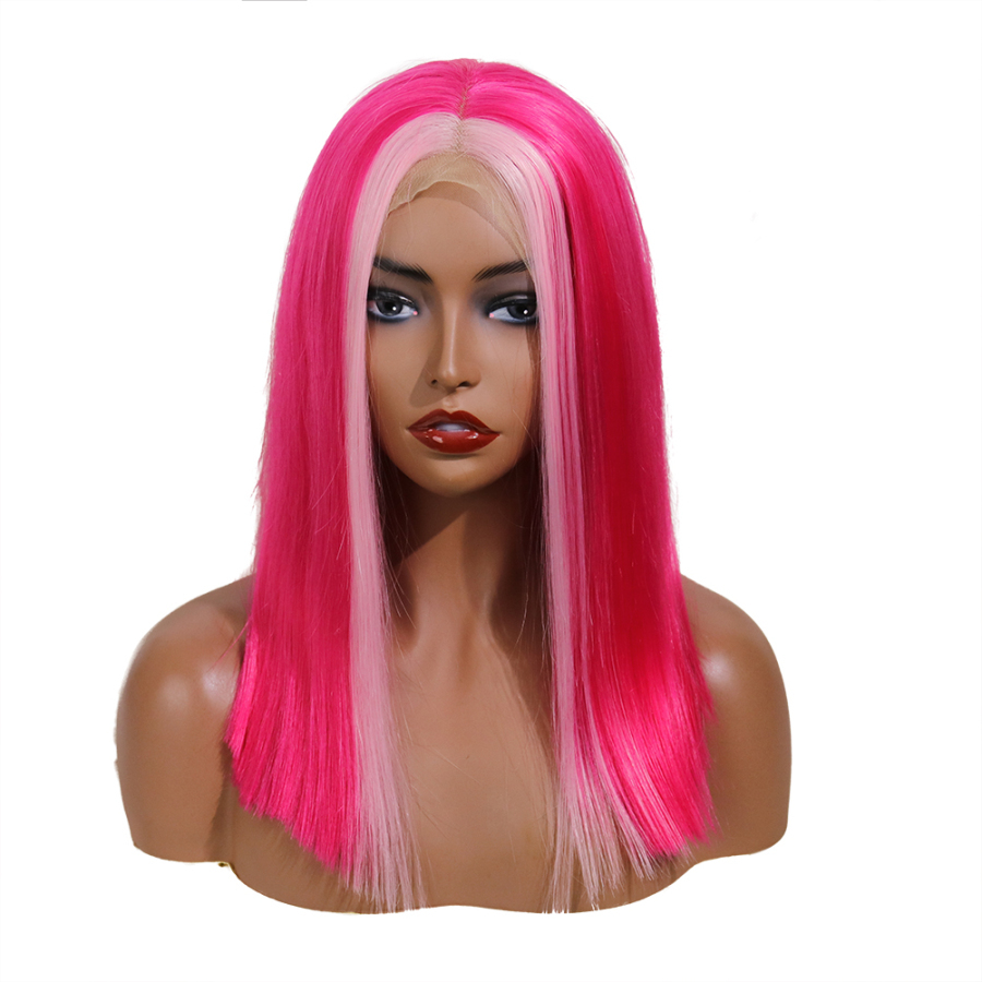 KnowU Long Straight pink Synthetic Lace Front Wig For Crossdresser Drag ...