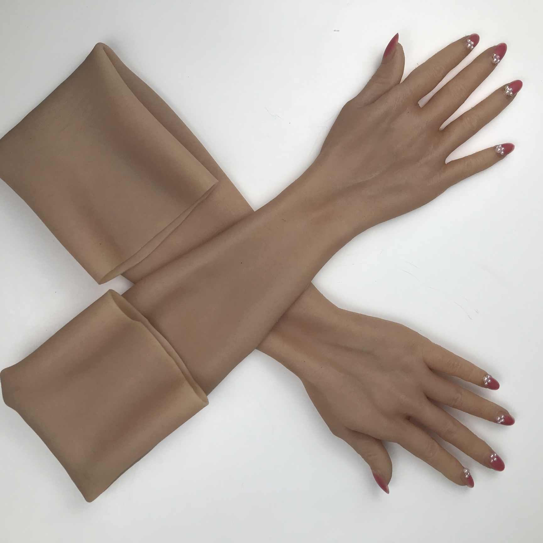 KnowU silicone gloves arm covers female arm with red nails | KnowU ...