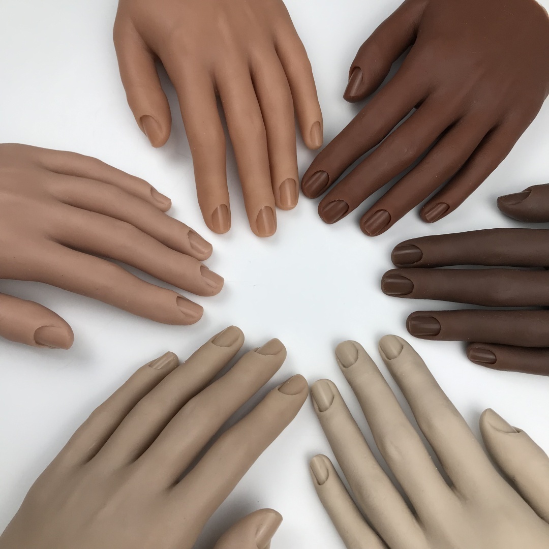 Poseable Silicone Hand for Nail Art Practice Manicure Training Jewelry ...