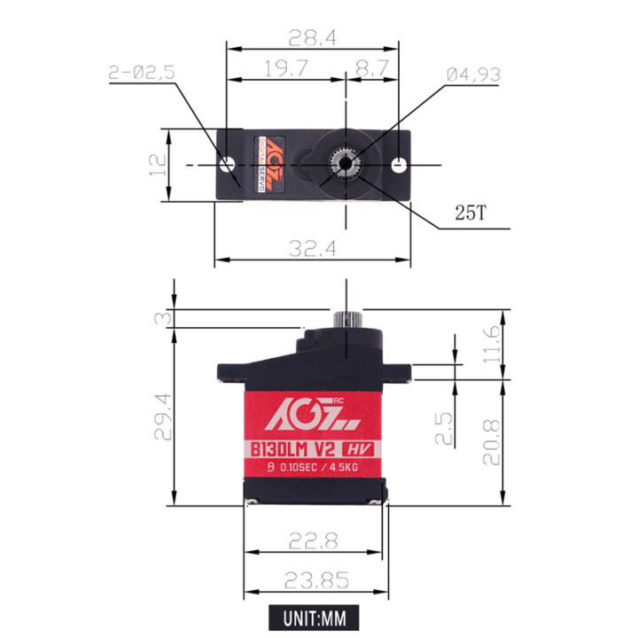AGFRC B13DLM V2 4.5KG HV Aluminum Case Gear Micro Digital Servo