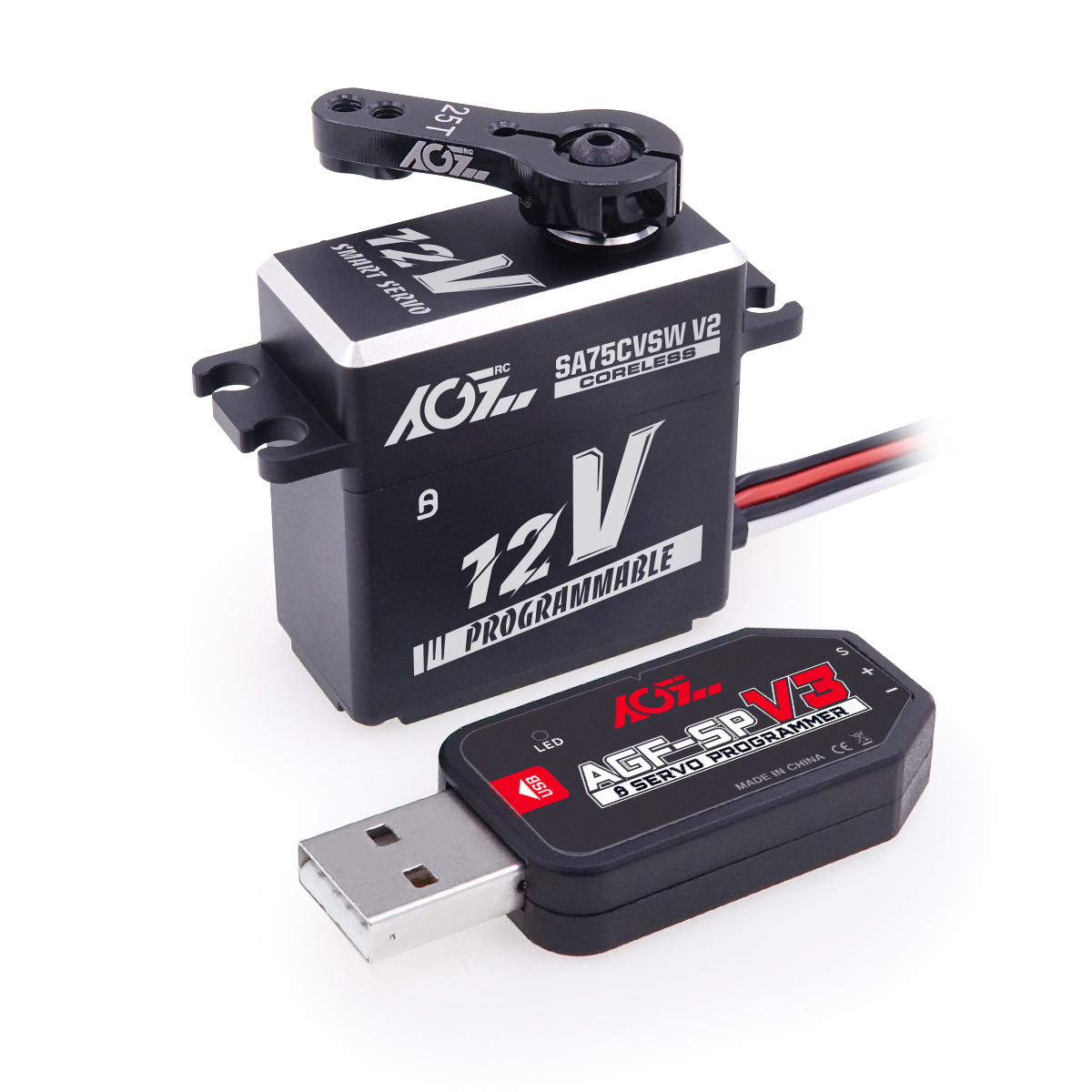 AGFRC 45KG High Torque Waterproof Coreless 12V RC Servo 180° SA75CVSW