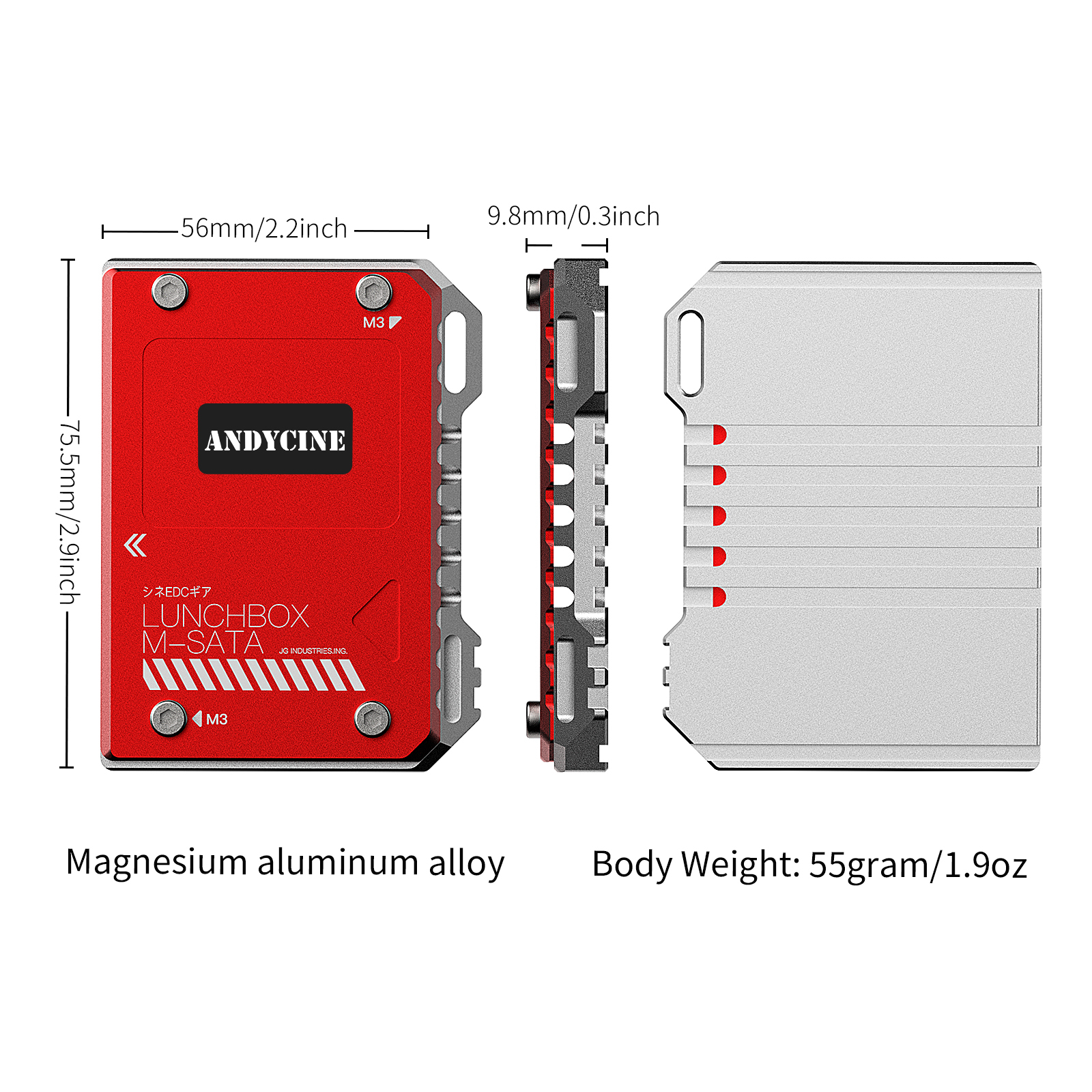 Andycine LunchBox Magnalium Case for mSATA SSD Compatible with Atomos ...
