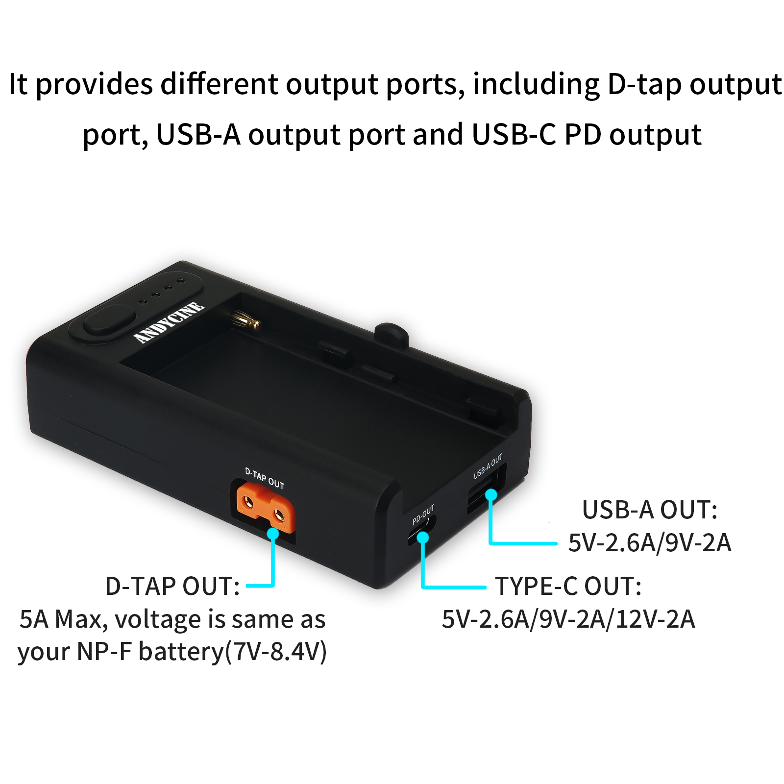 Andycine Multi Function NP-F Battery Plate with D-Tap,Type-C PD,USB-A ...