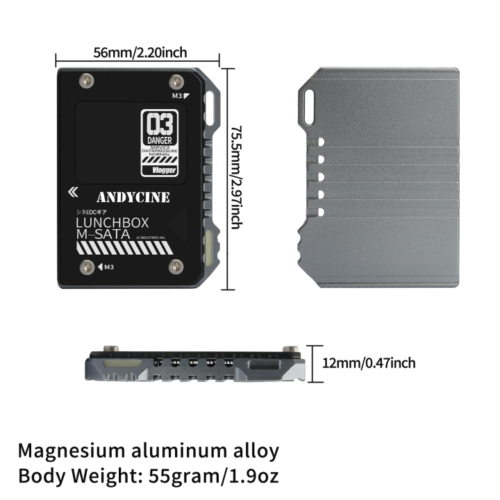 Andycine LunchBox Magnalium Case for mSATA SSD Compatible with Atomos ...