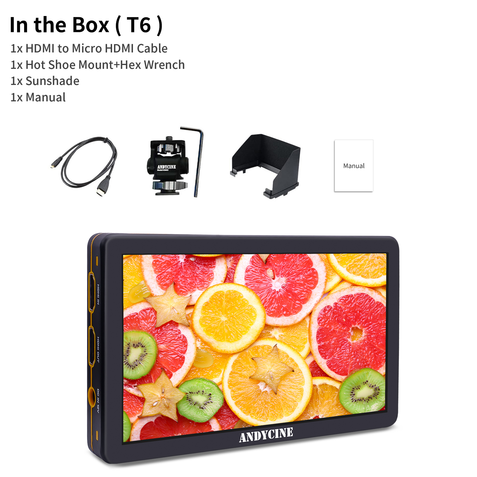 ANDYCINE T6 6inch DSLR Video Monitor 1920x1080 Durable Aluminum Shell On Camera 4K HDMI Monitor ...