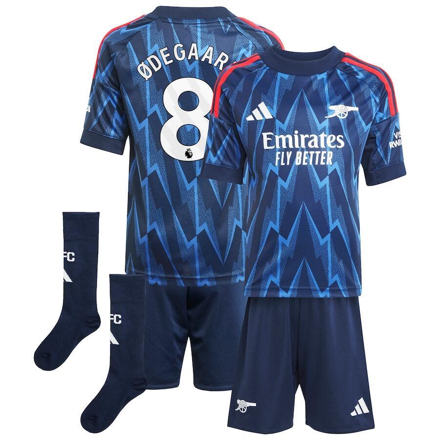 Arsenal Away Minikit 2025-26 with Ødegaard 8 printing