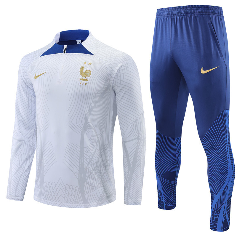 2022/23 France white Half zipper Training Tracksuit(Player version)