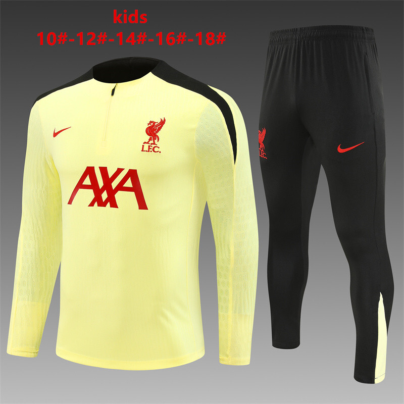 kids - 2024/25 Liverpool yellow Half Zip Training Tracksuit