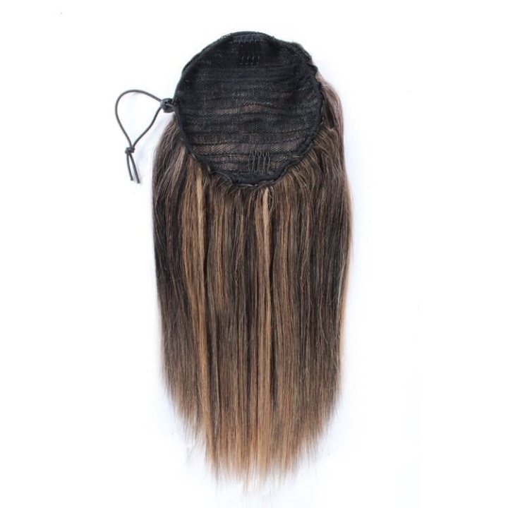 Human hair ponytail with clip /velcro hairdo