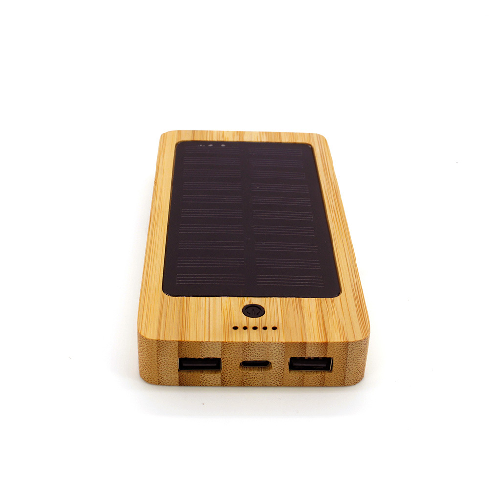 ECO-Friendly Bamboo Solar Light Up Logo Wireless Power Bank