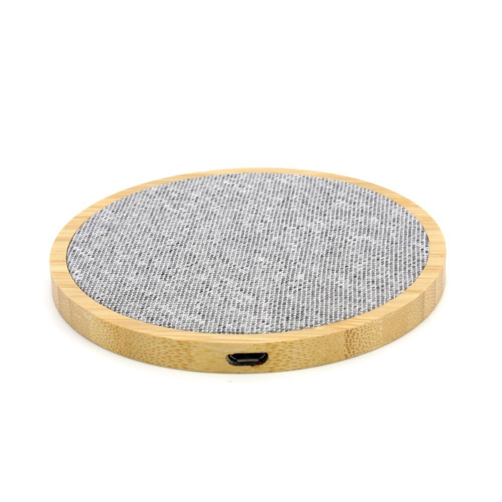 W128 Eco-friendly Bamboo Fabric Circle 5W/10W/15W Wireless Charger