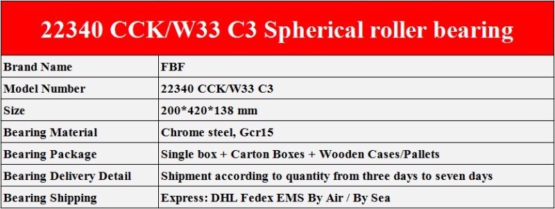 C3 Spherical roller bearing 22340 CCK/W33 - bearing rollers supplier