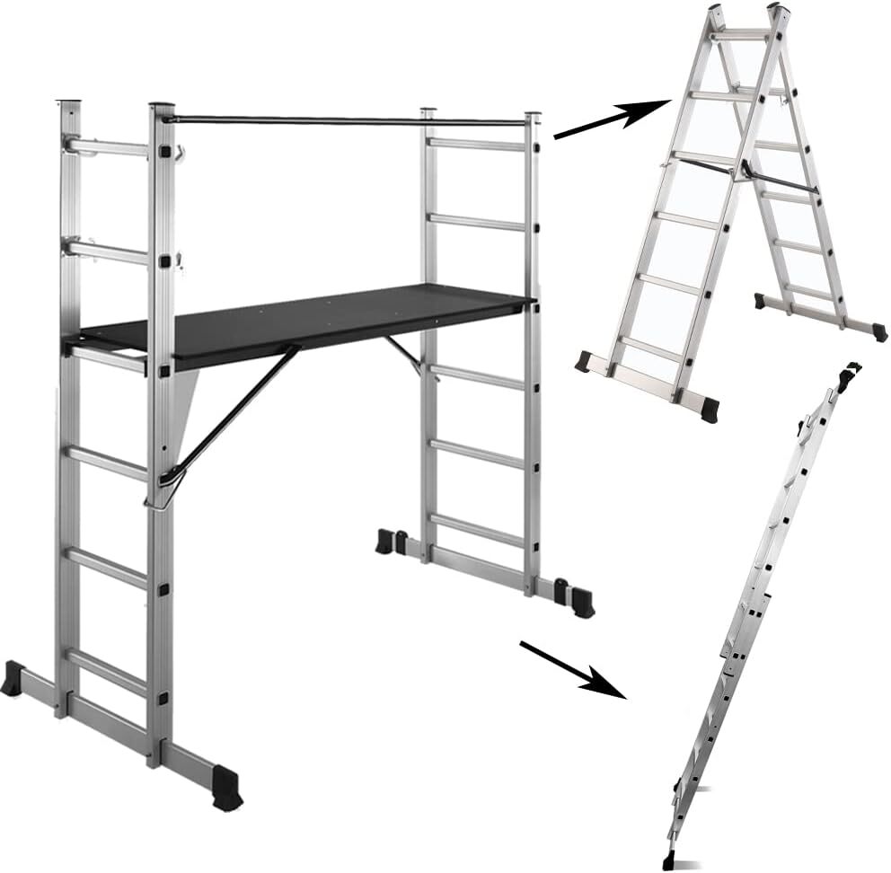 Folding scaffold platform ladder store