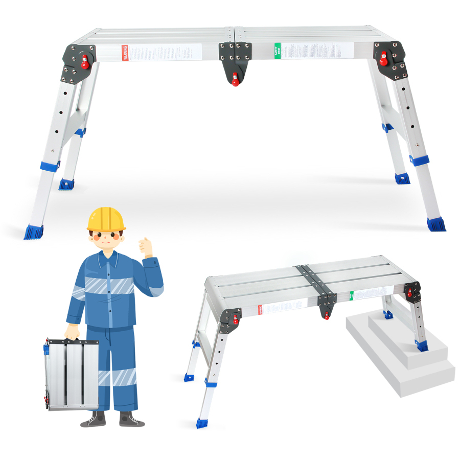 LEADALLWAY Adjustable Work Platform Step Stool 33in(L) x12in(W) x20in(H ...