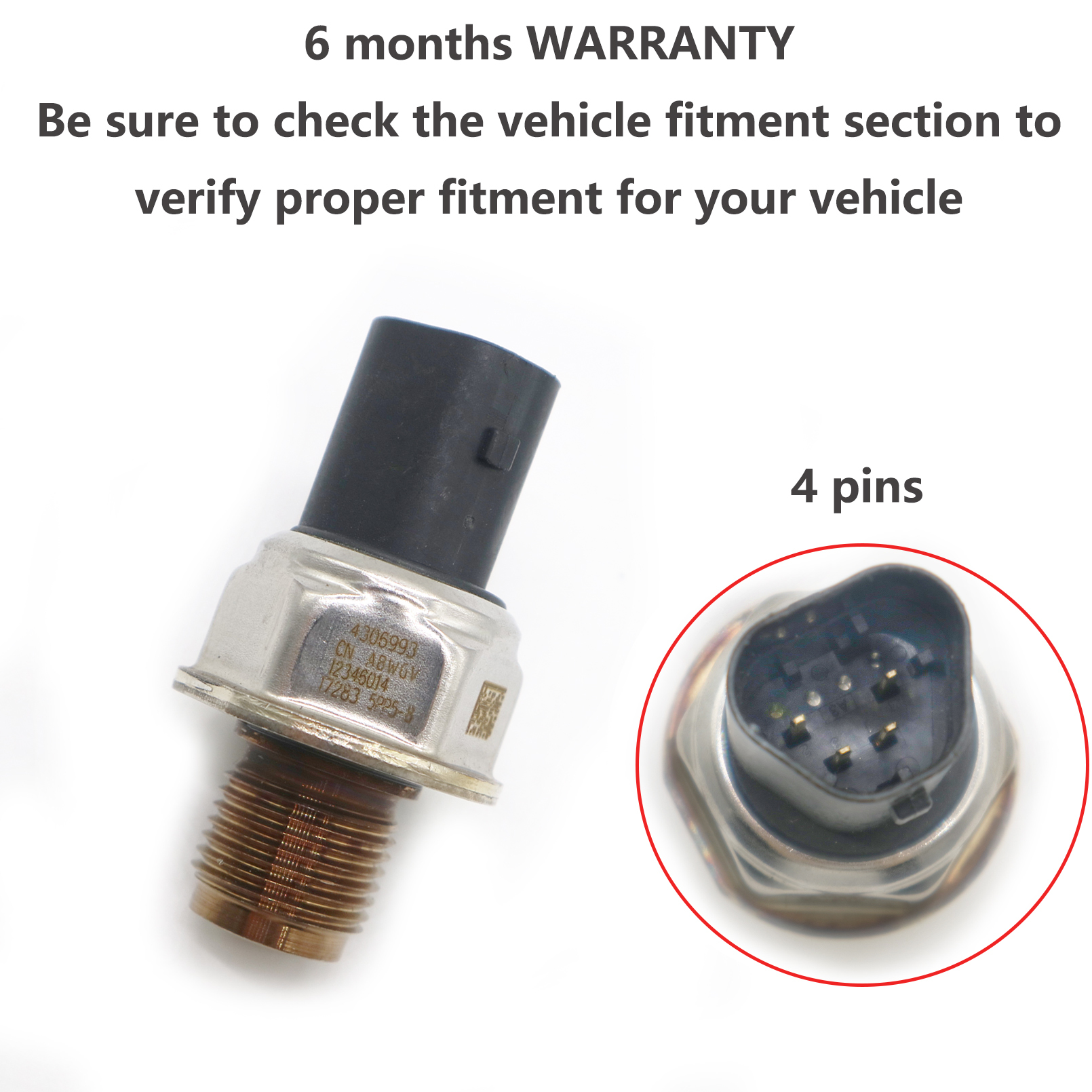 4306993 Fuel Rail Pressure Sensor Regulator 68210175AA 5PP5-8 fits ...