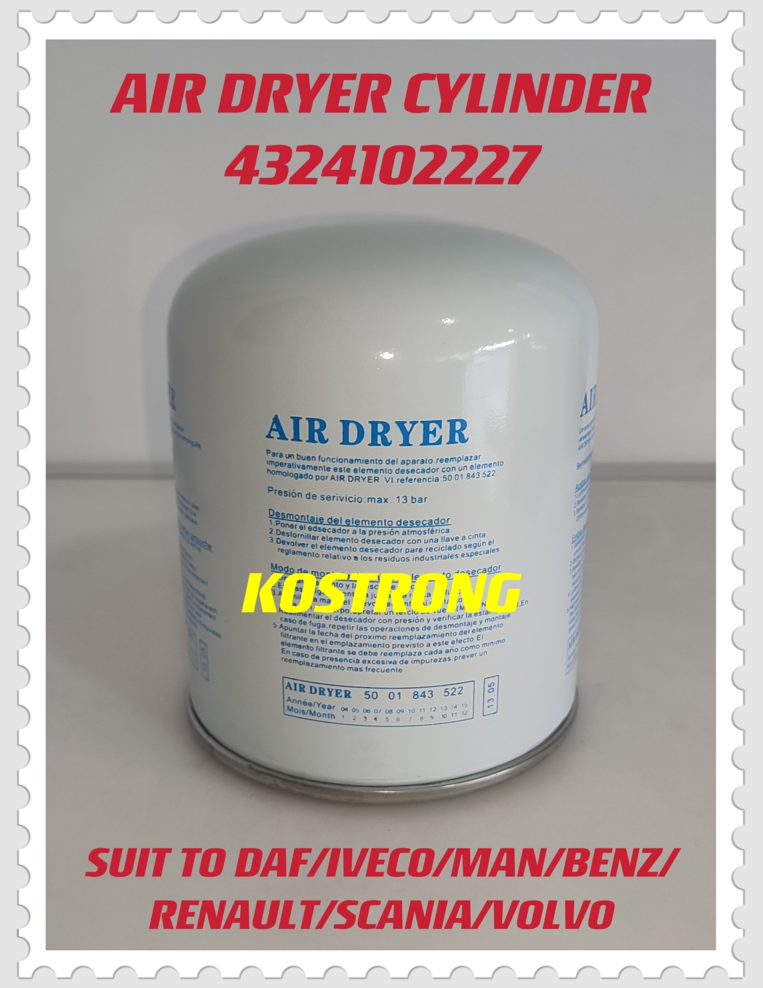 Air Dryer Cartridge Filter To Replace WABCO 4324102227