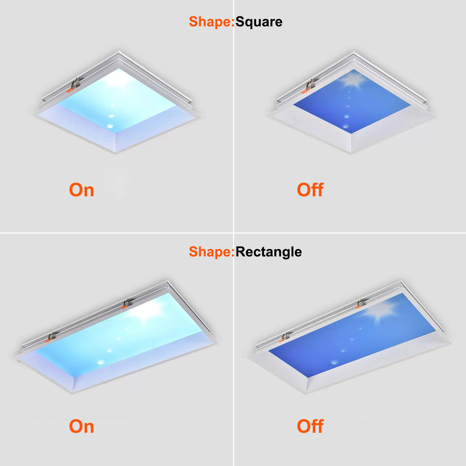 72W Dimmable LED Blue Sky Lamp Panel Ceiling Fixture Roof Natural ...