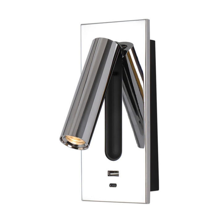 Best 3W LED Reading Wall Lamp Fixture Bedside Light USB + Type C Dual ...