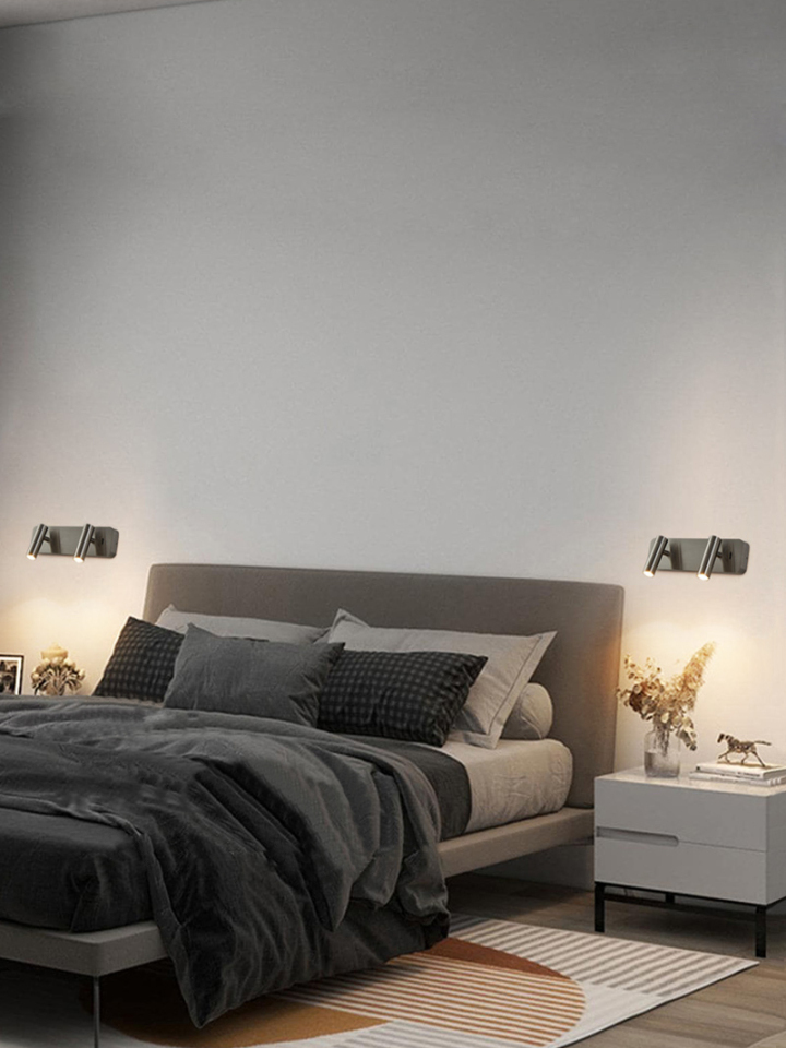 Best 6W COB LED Bedside Reading Lamp Dual Spotlight Wall Sconce Light ...
