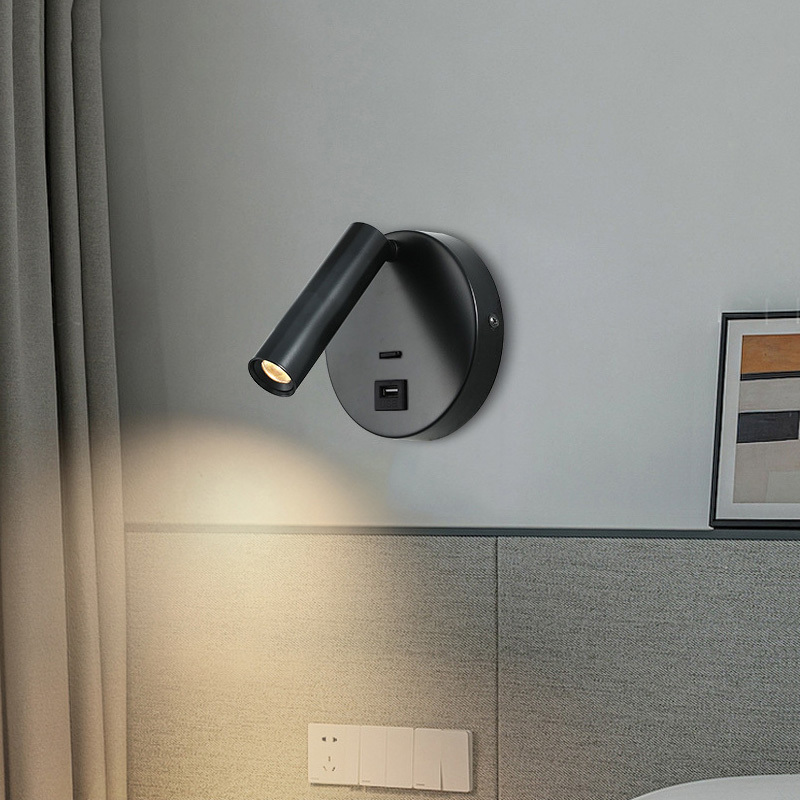 Best 3W COB LED Swivel Wall Light USB Charger Port Bedside Reading Lamp ...