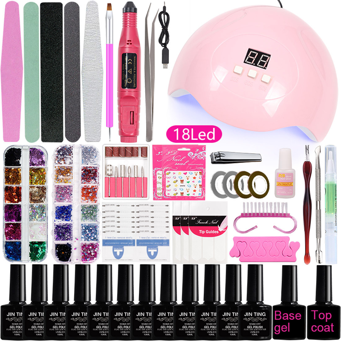 Best Nail Set UV LED Lamp Dryer Nail Gel Polish Kit Soak Off Manicure ...