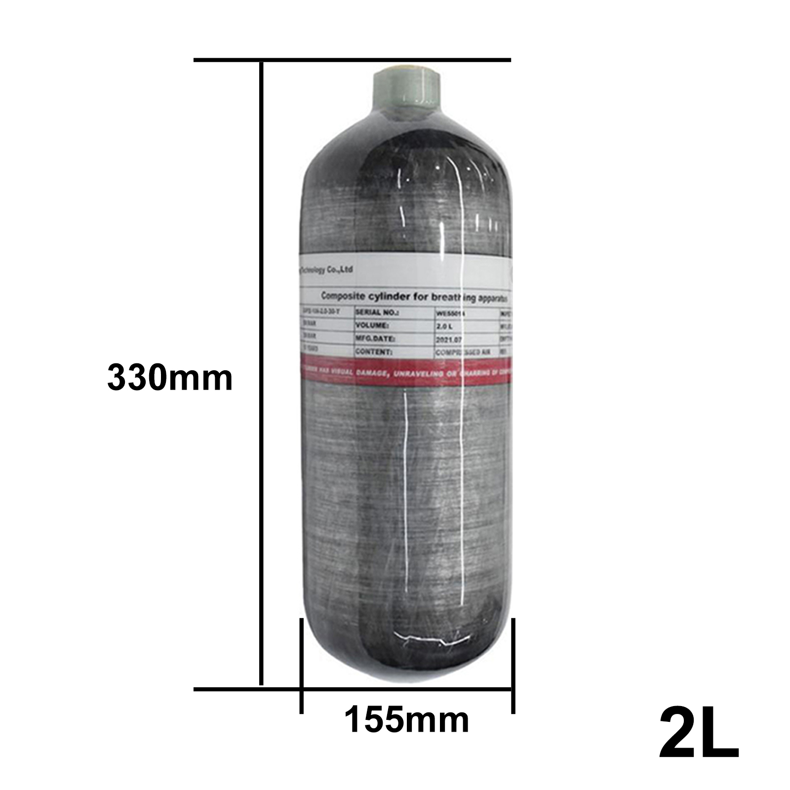 TUXING Carbon Fiber Gas Cylinder 2L 4500PSI 300Bar 30MPA PCP Air Tank