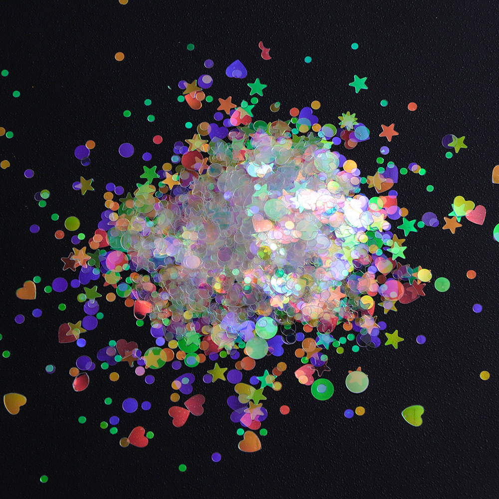 different shapes mixes glitter