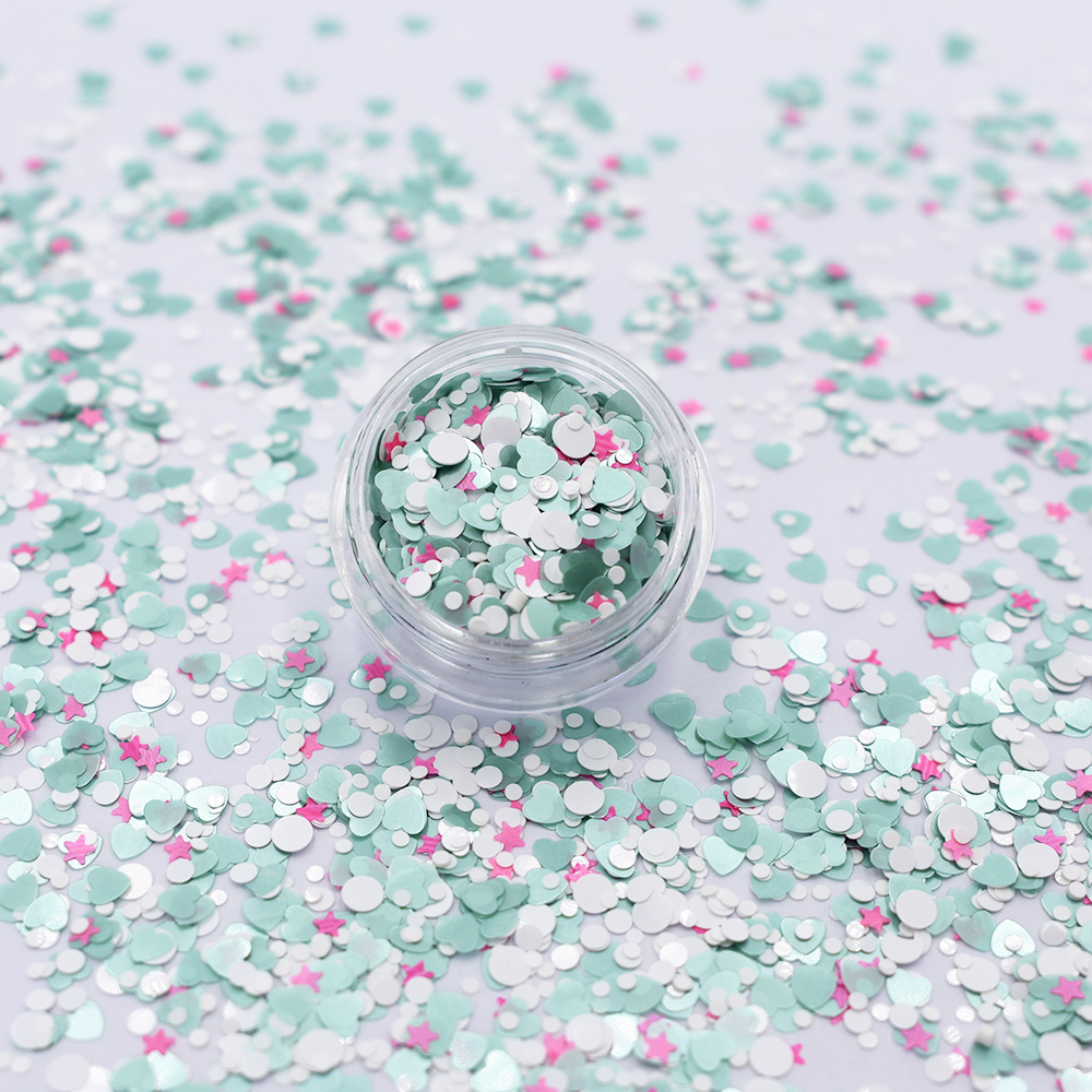 different shapes mixes glitter